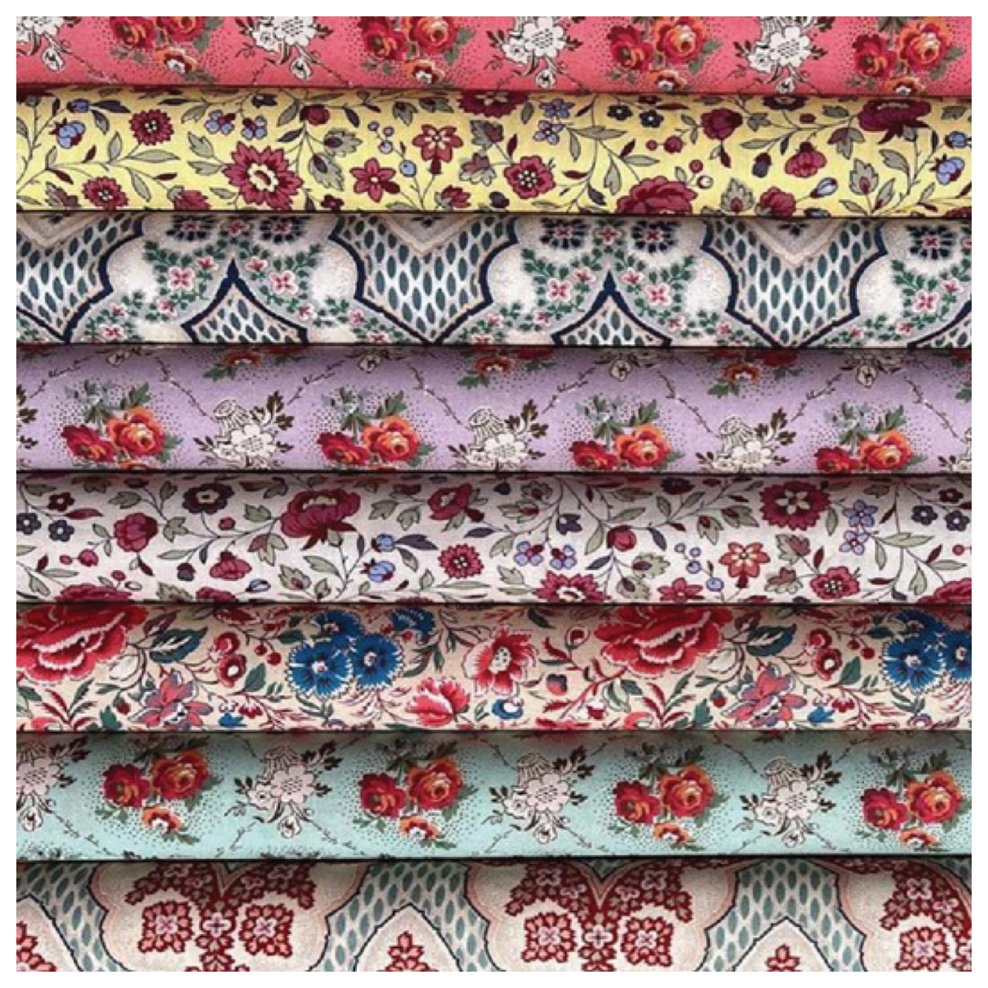 Our range of fabrics including florals, vintage inspired prints and more